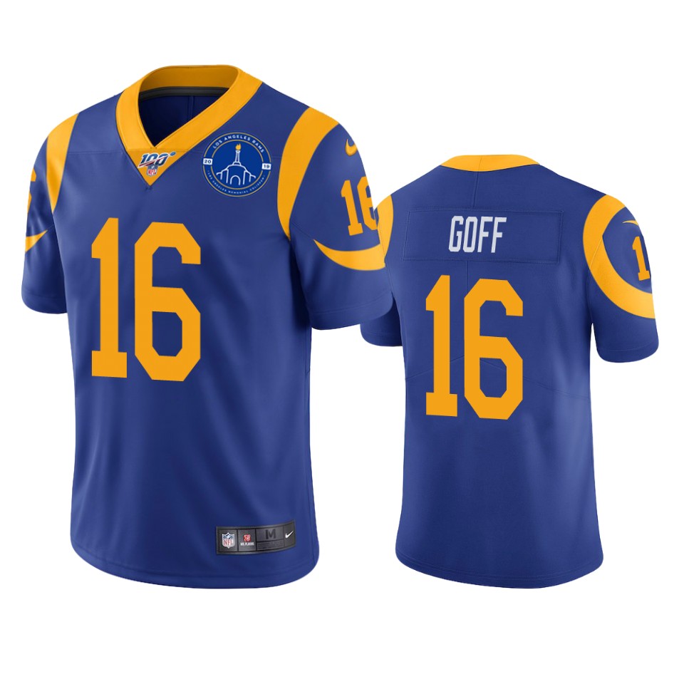 Los Angeles Rams Jared Goff Royal 100th Season L.a. Coliseum Patch ...