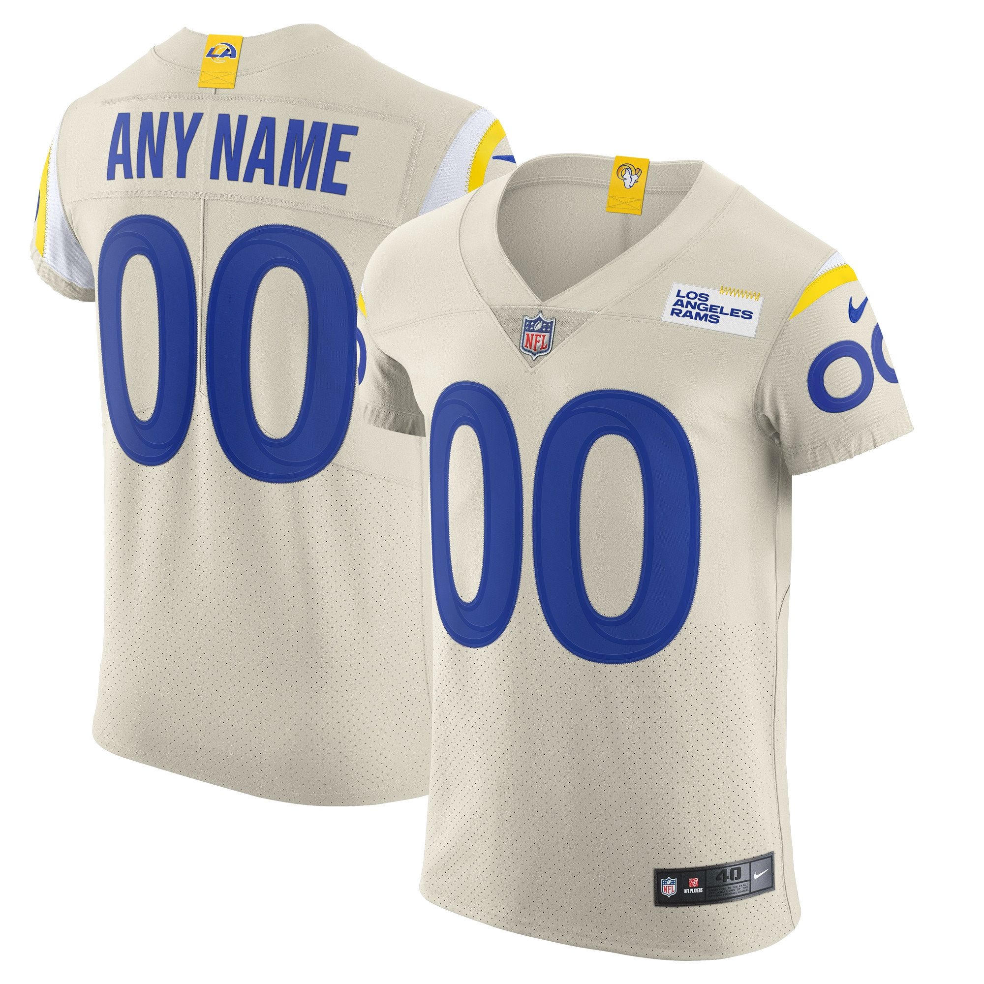 Los Angeles Rams Vapor Elite Custom Jersey - Bone Custom Jerseys Nfl ...