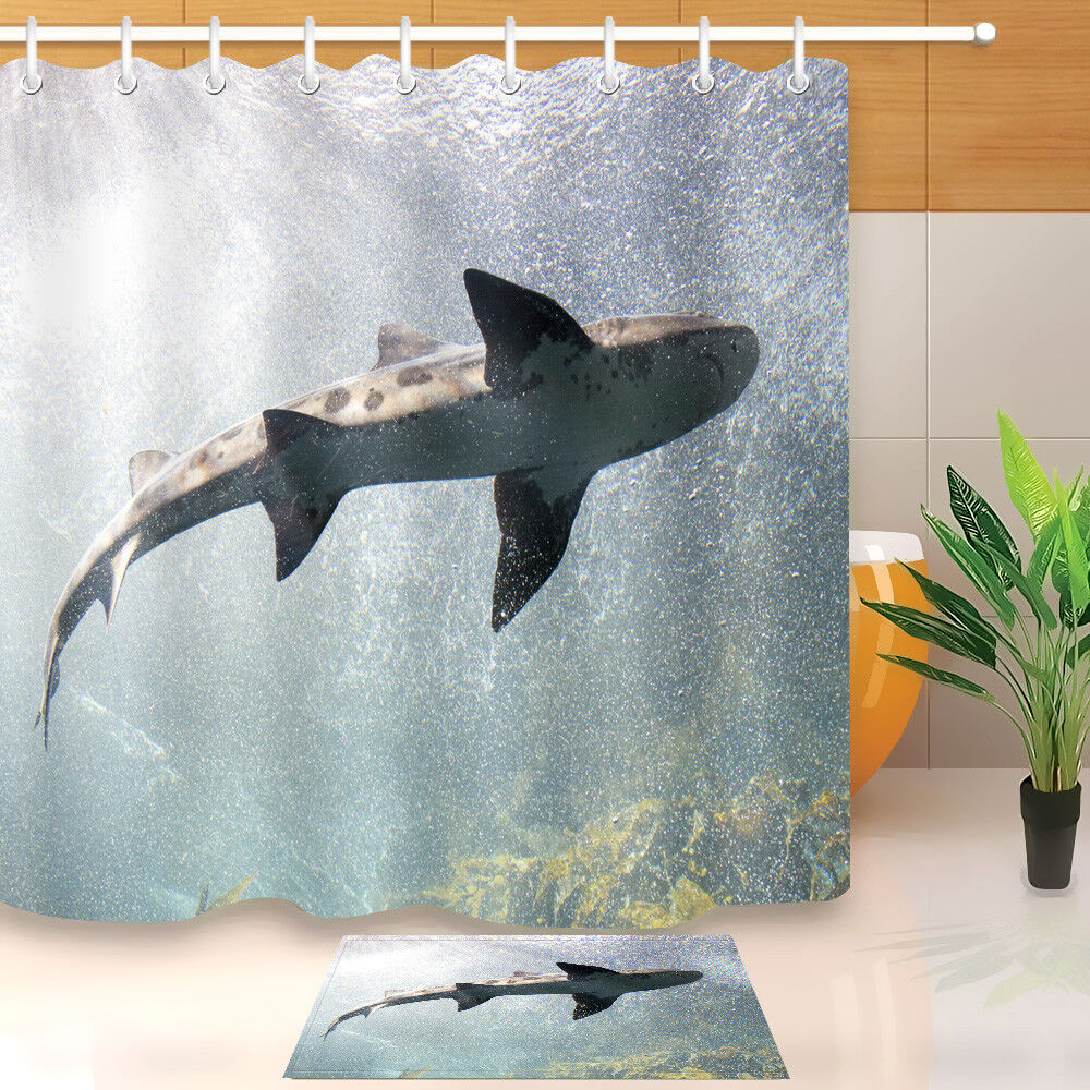 Marine Threshing Shark Waterproof Shower Curtain Mat for Bathroom Decor ...
