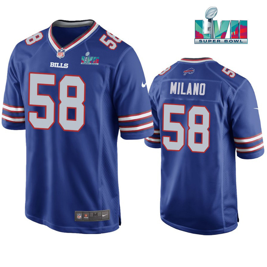 Matt Milano 58 Buffalo Bills Super Bowl LVII Logo Game Player Men ...