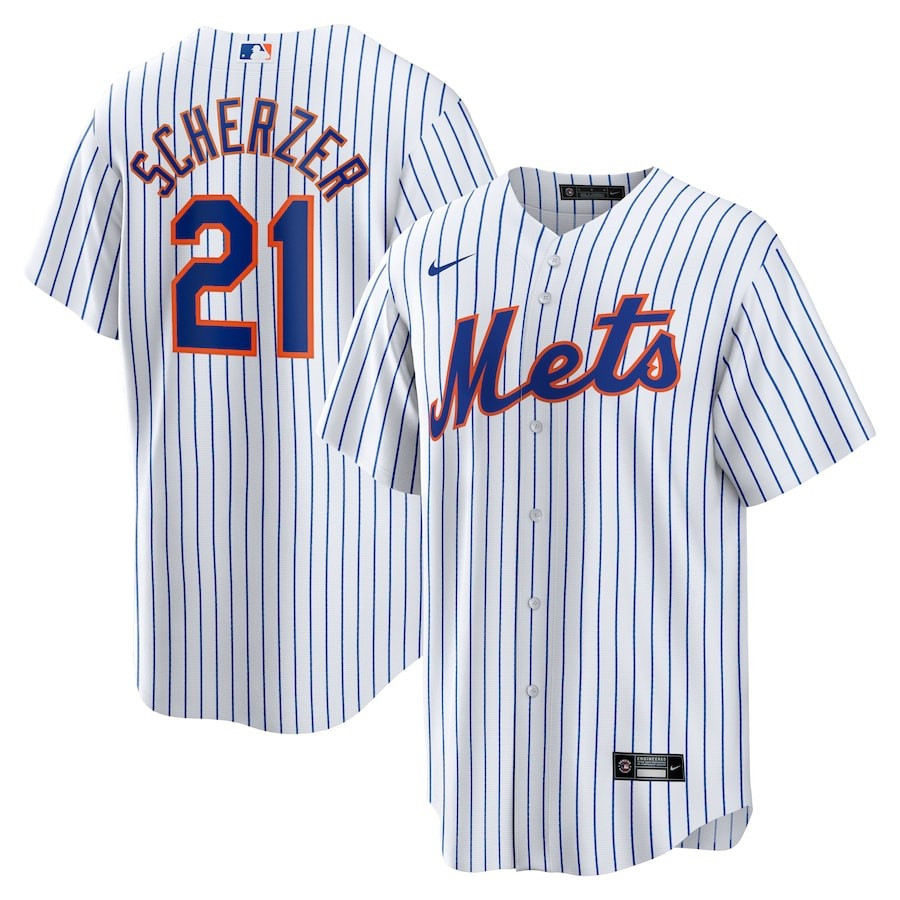 Max Scherzer 21 New York Mets Home Player Jersey - White - Bluefink