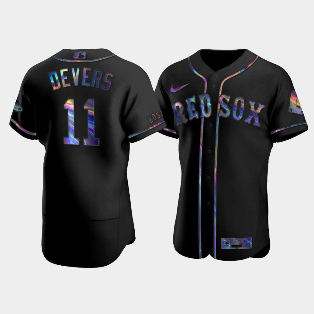 Men's Boston Red Sox 11 Rafael Devers Black Golden Edition Holographic ...