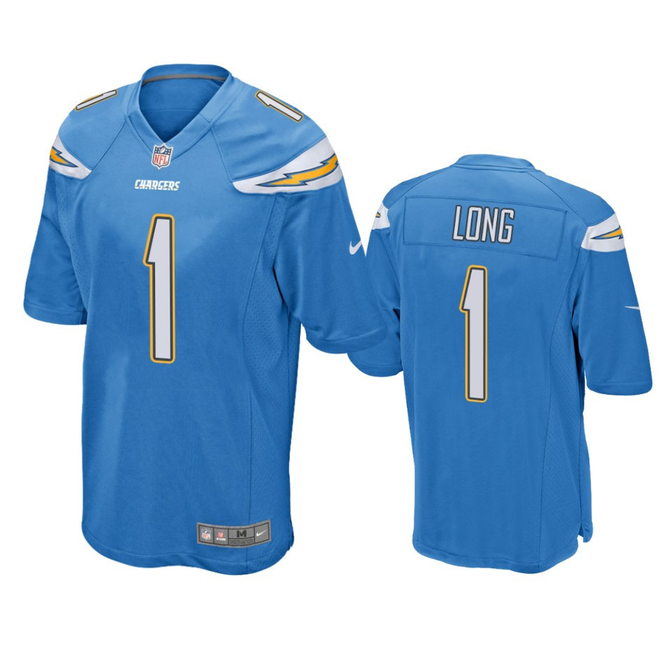 Men's Los Angeles Chargers 1 Ty Long Powder Blue Game Jersey - Bluefink