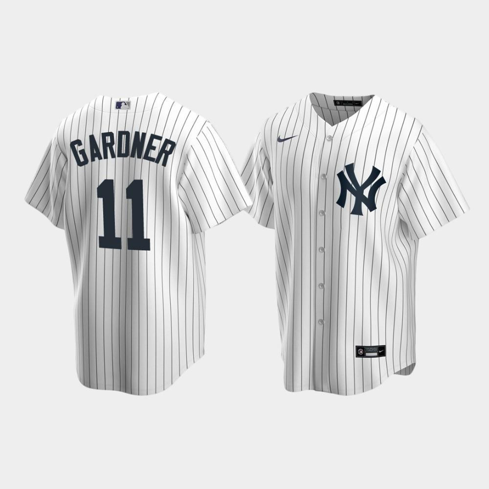 Men's New York Yankees 11 Brett Gardner White Home Jersey - Bluefink
