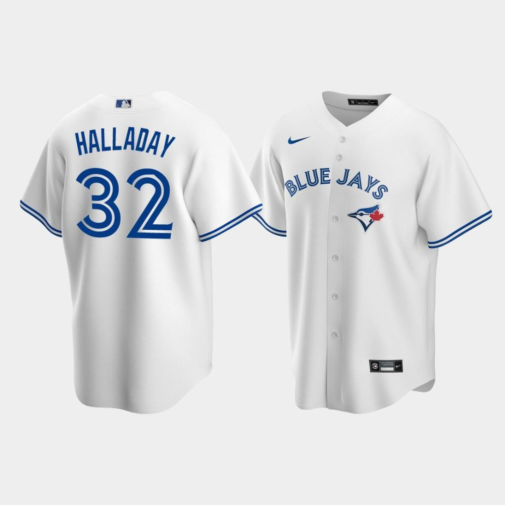 Men's Toronto Blue Jays 32 Roy Halladay White Home Jersey - Bluefink