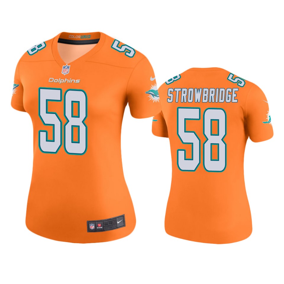 Miami Dolphins Jason Strowbridge Orange Color Rush Legend Jersey - Bluefink