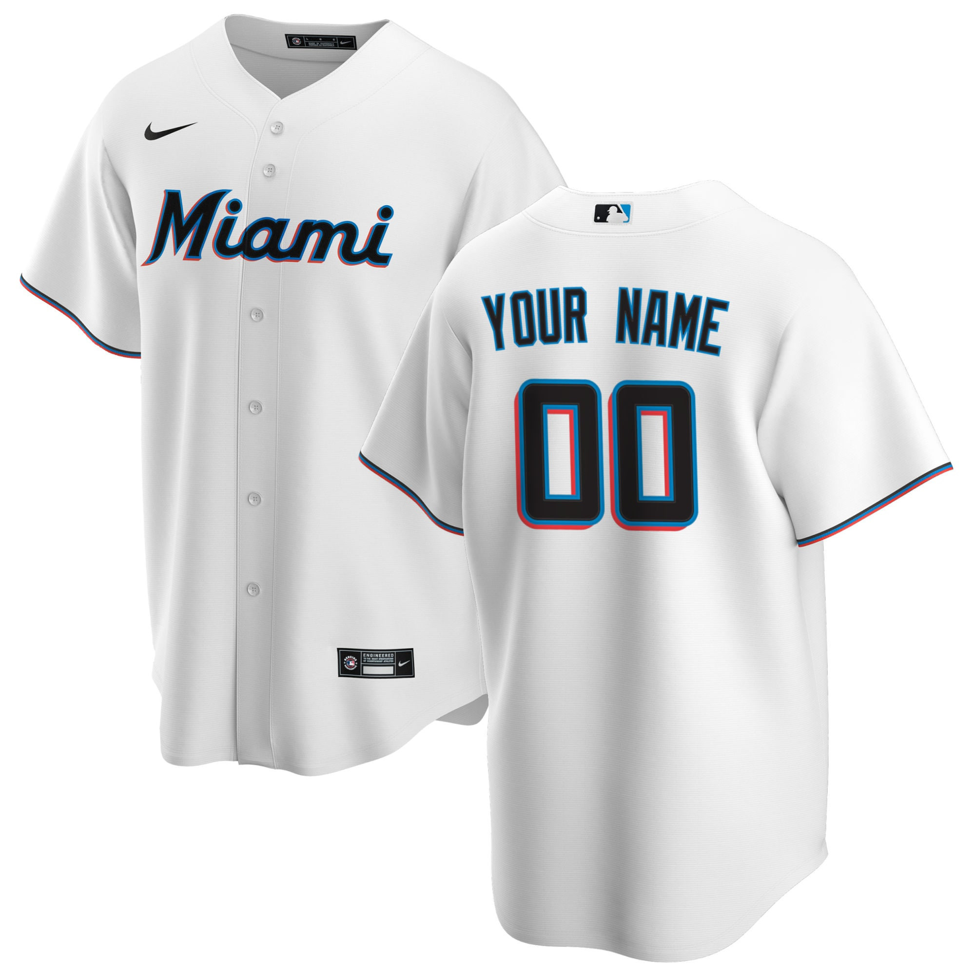 Miami Marlins Home Replica Custom Jersey White Custom Jerseys Mlb ...