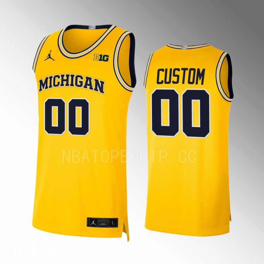 Michigan Wolverines Custom 00 Jersey 2022-23 College Basketball Maize ...