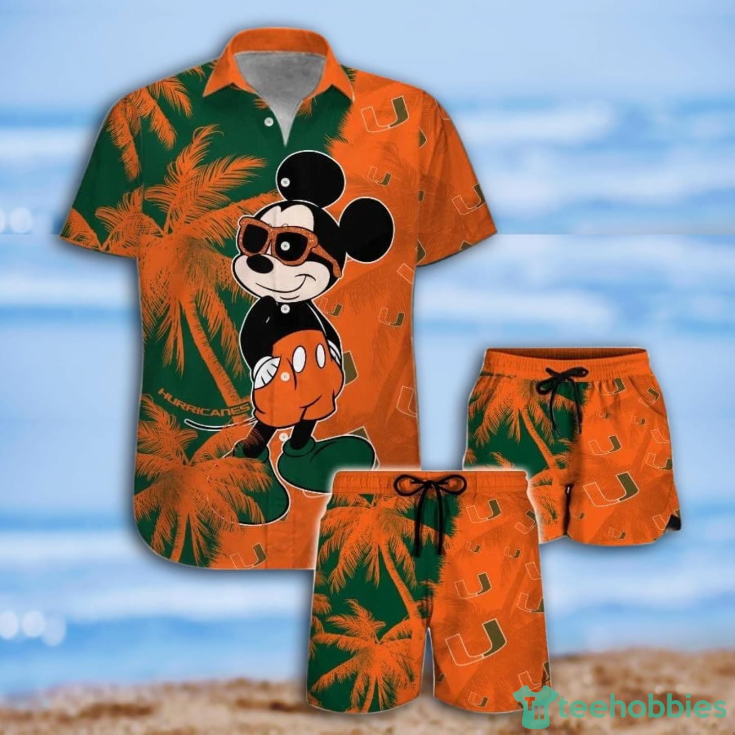 Mickey Mouse Miami Hurricanes Coconut Trees Tropical Hawaiian Shirt ...
