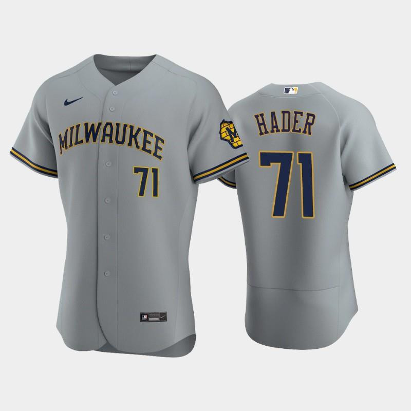 Milwaukee Brewers 71 Josh Hader Road Team Gray Jersey - Bluefink