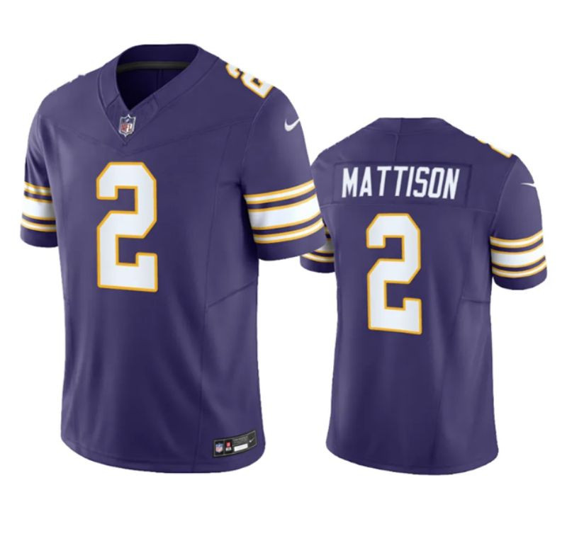 Minnesota Vikings #2 Alexander Mattison Purple 2023 Fuse Vapor ...
