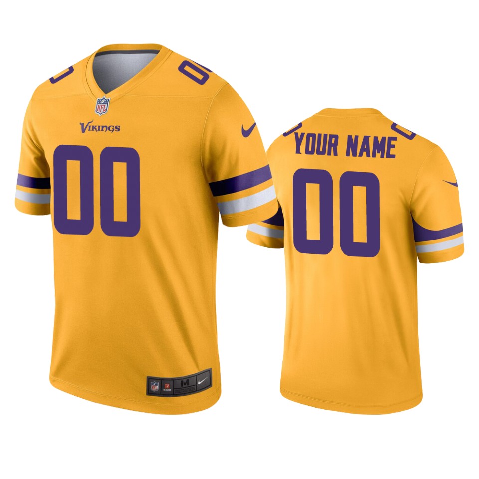 Minnesota Vikings Custom Gold Inverted Legend Jersey - Bluefink