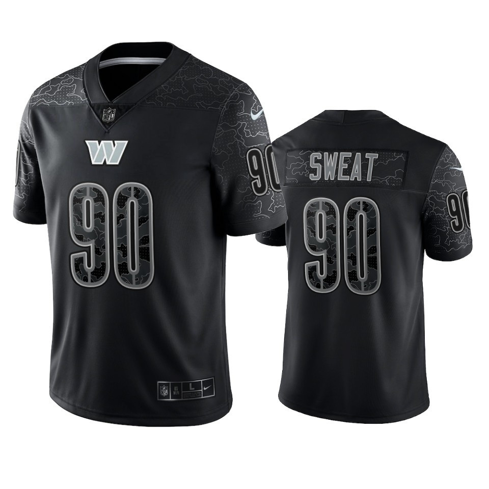 Montez Sweat 90 Washington Commanders Black Reflective Limited Jersey ...