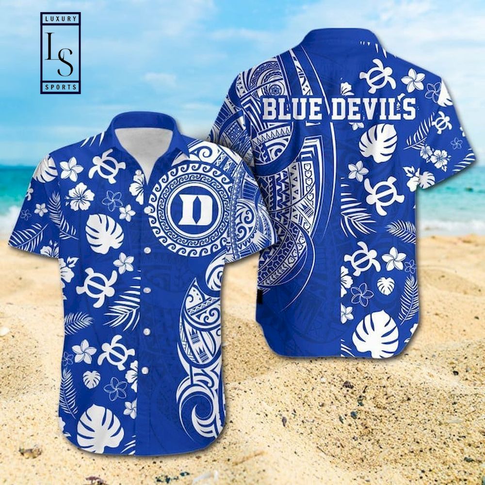 NCAA Duke Blue Devils Samoan Print Hawaiian Shirt - Bluefink