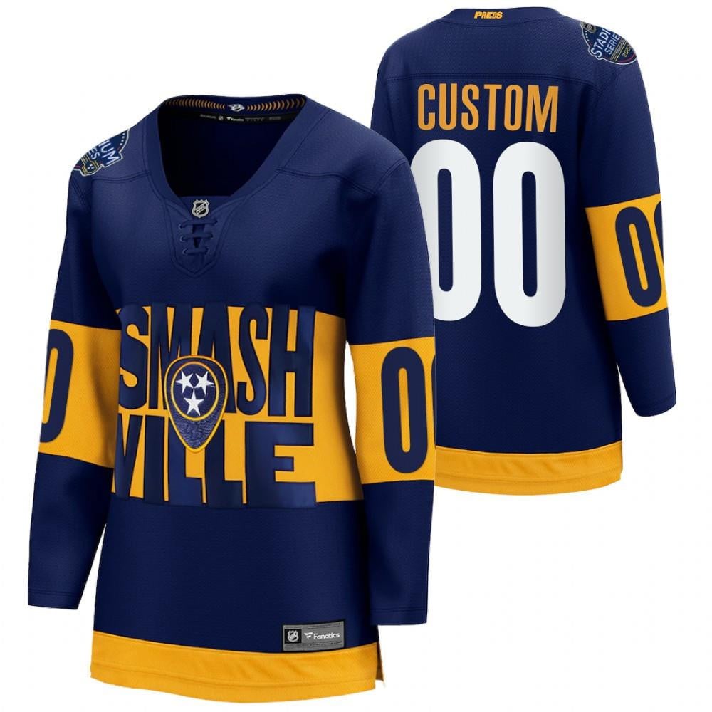 Nashville Predators 00 Custom 2022 Stadium Series Women Navy Jersey ...
