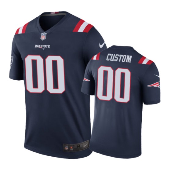 New England Patriots #00 Custom Nike Color Rush Navy Jersey - Bluefink