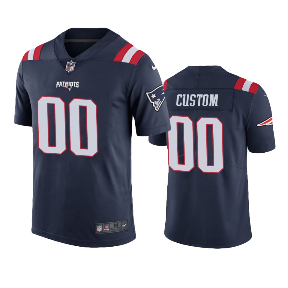 New England Patriots Custom Navy Nike Color Rush Limited Jersey - Bluefink