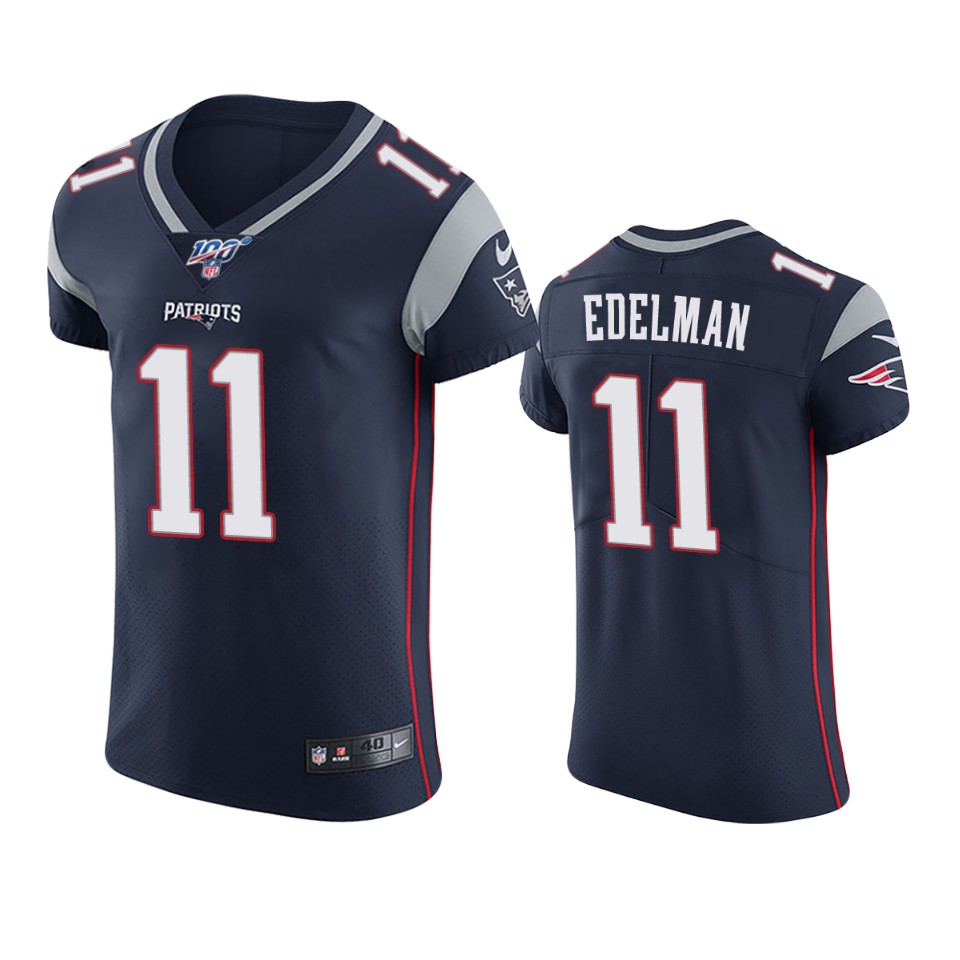 New England Patriots Julian Edelman Navy 100th Season Vapor Elite ...