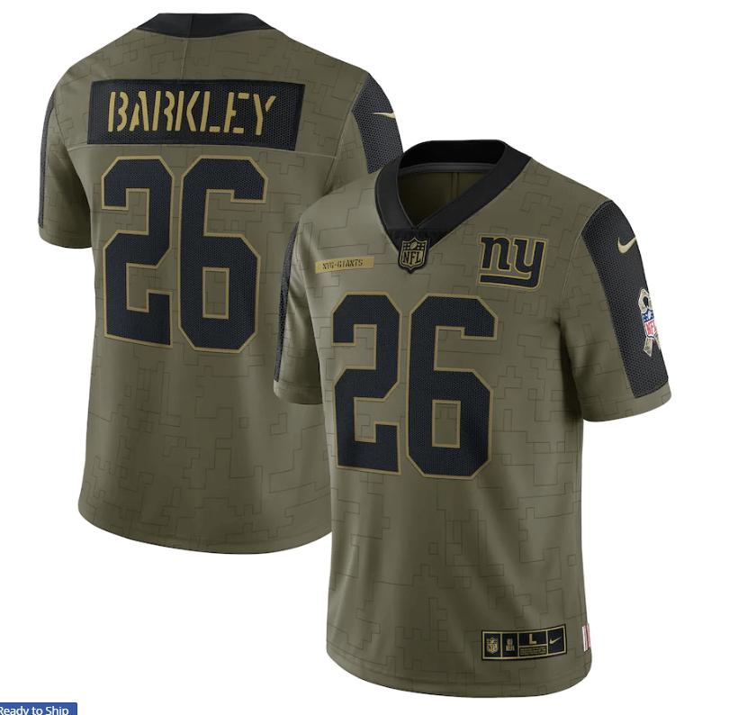 New York Giants Saquon Barkley 26 Nfl Olive 2021 Salute To Service ...