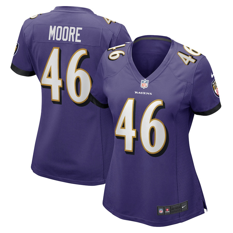 Nick Moore 46 Baltimore Ravens Women's Game Player Jersey - Purple ...