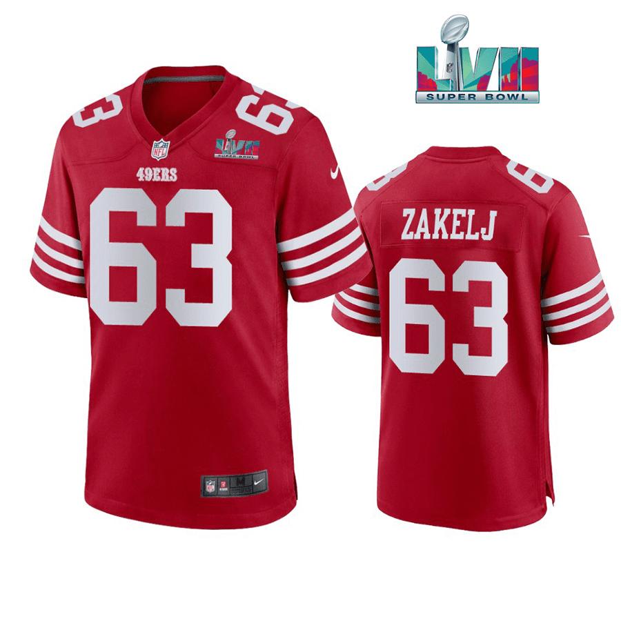 Nick Zakelj 63 San Francisco 49Ers Super Bowl LVII Men Game Jersey ...