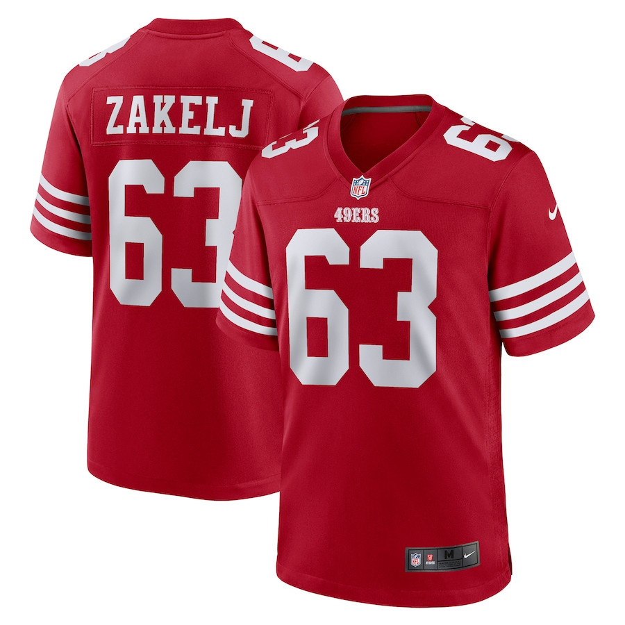 Nick Zakelj San Francisco 49ers Game Player Jersey - Scarlet - Bluefink