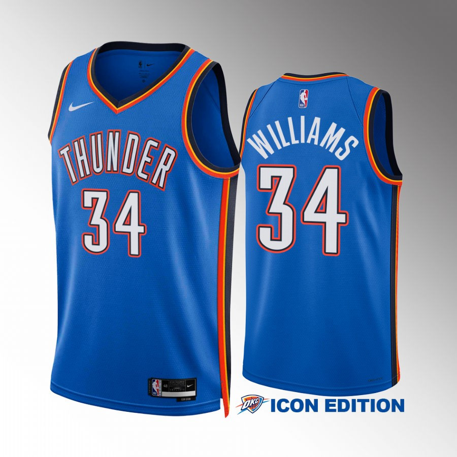 Oklahoma City Thunder Kenrich Williams 34 2022-23 Icon Edition Blue Men ...