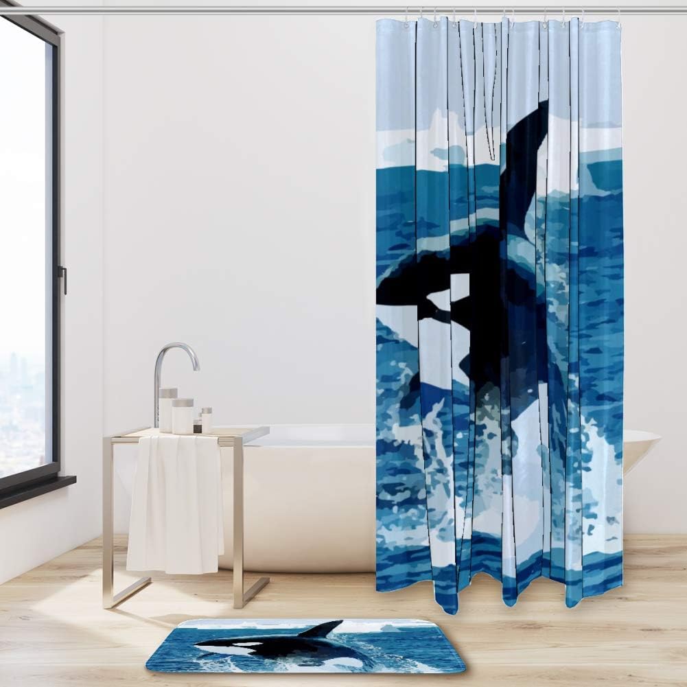 Orca Killer Whale Fish Ocean Bathroom Shower Curtain - Waterproof ...