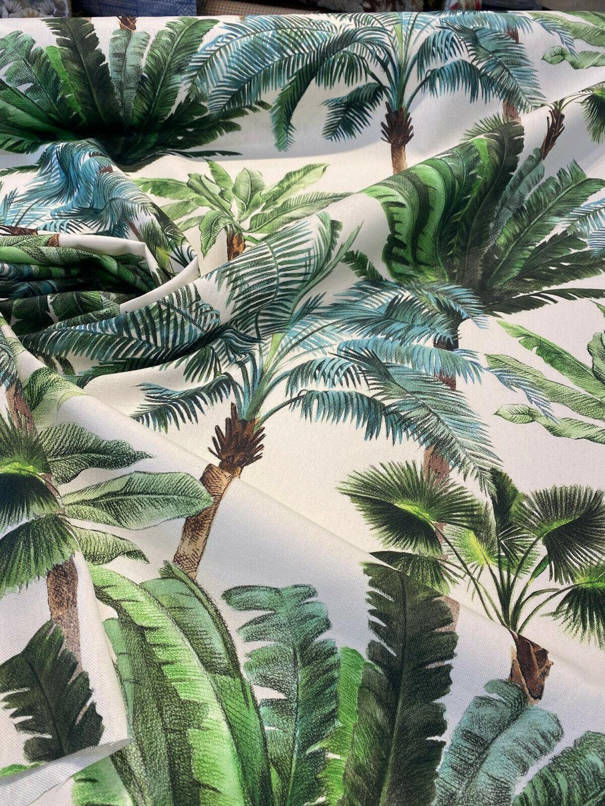 Palms Collection Leaves Cotton Drapery Upholstery Fabric - Bluefink