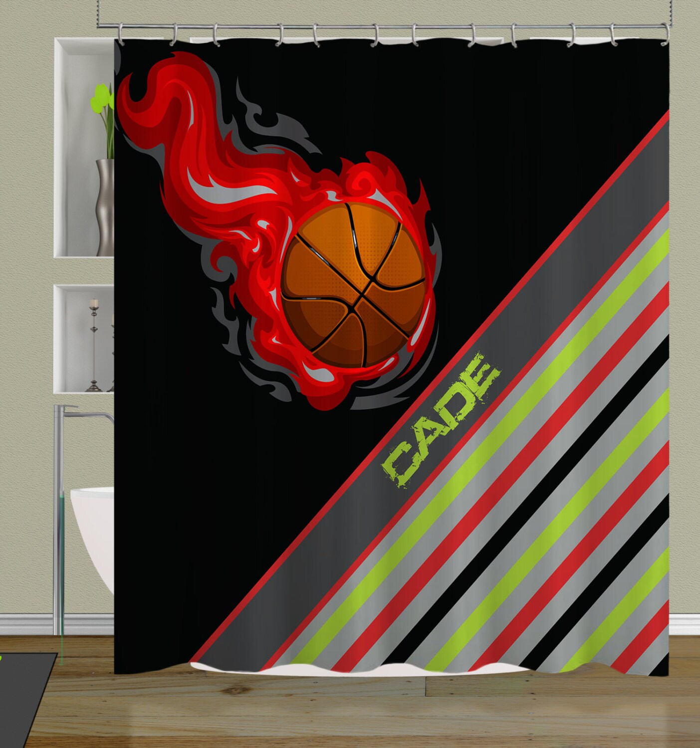 Personalized Basketball Shower Curtain - Featuring Monogram Design and ...