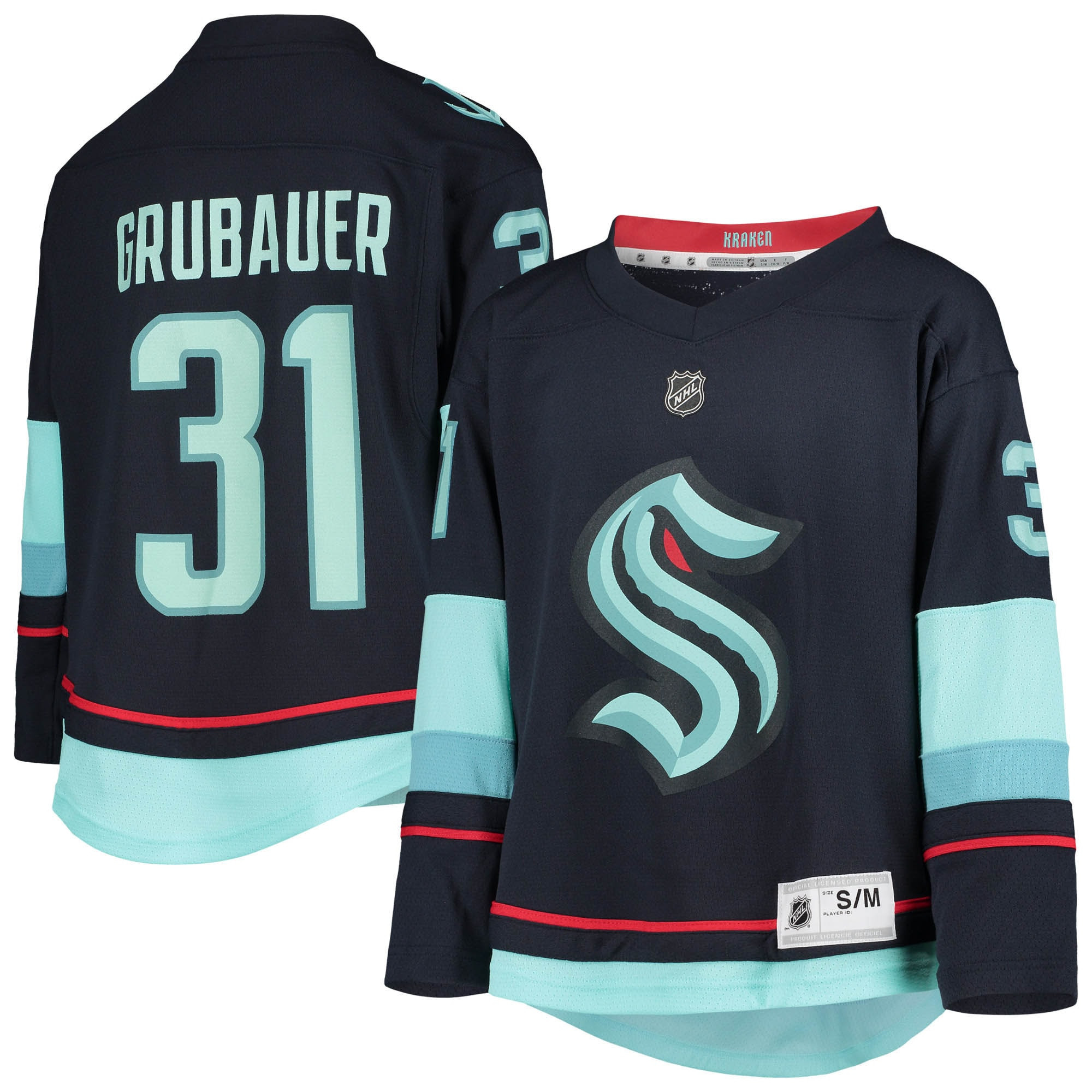 Philipp Grubauer Seattle Kraken Home Replica Player Jersey - Deep Sea ...