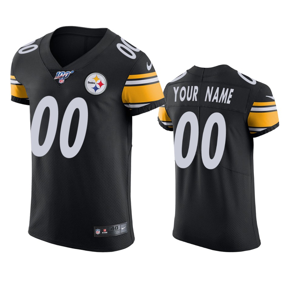 Pittsburgh Steelers Custom Black 100th Season Vapor Elite Jersey - Bluefink
