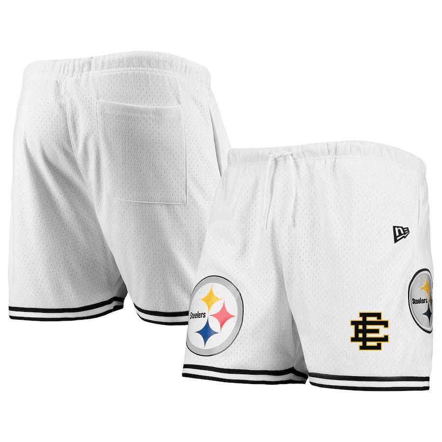 Pittsburgh Steelers Logo Team White/Black Mesh Shorts - Men - Bluefink