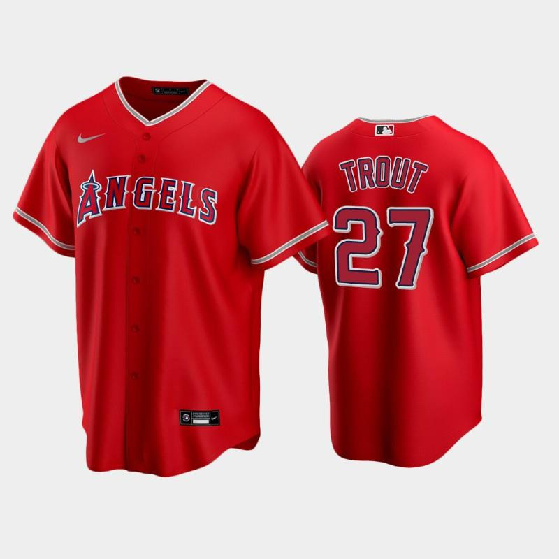 Red Los Angeles Angels Alternate 27 Mike Trout Jersey - Bluefink