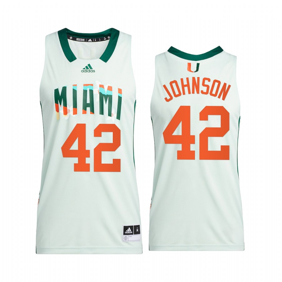 Reggie Johnson 42 Miami Hurricanes White Jersey Honoring Black ...