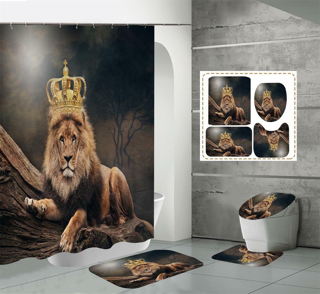 Roaring King - 3D Lion Shower Curtain for Animal Lovers and Bathroom ...