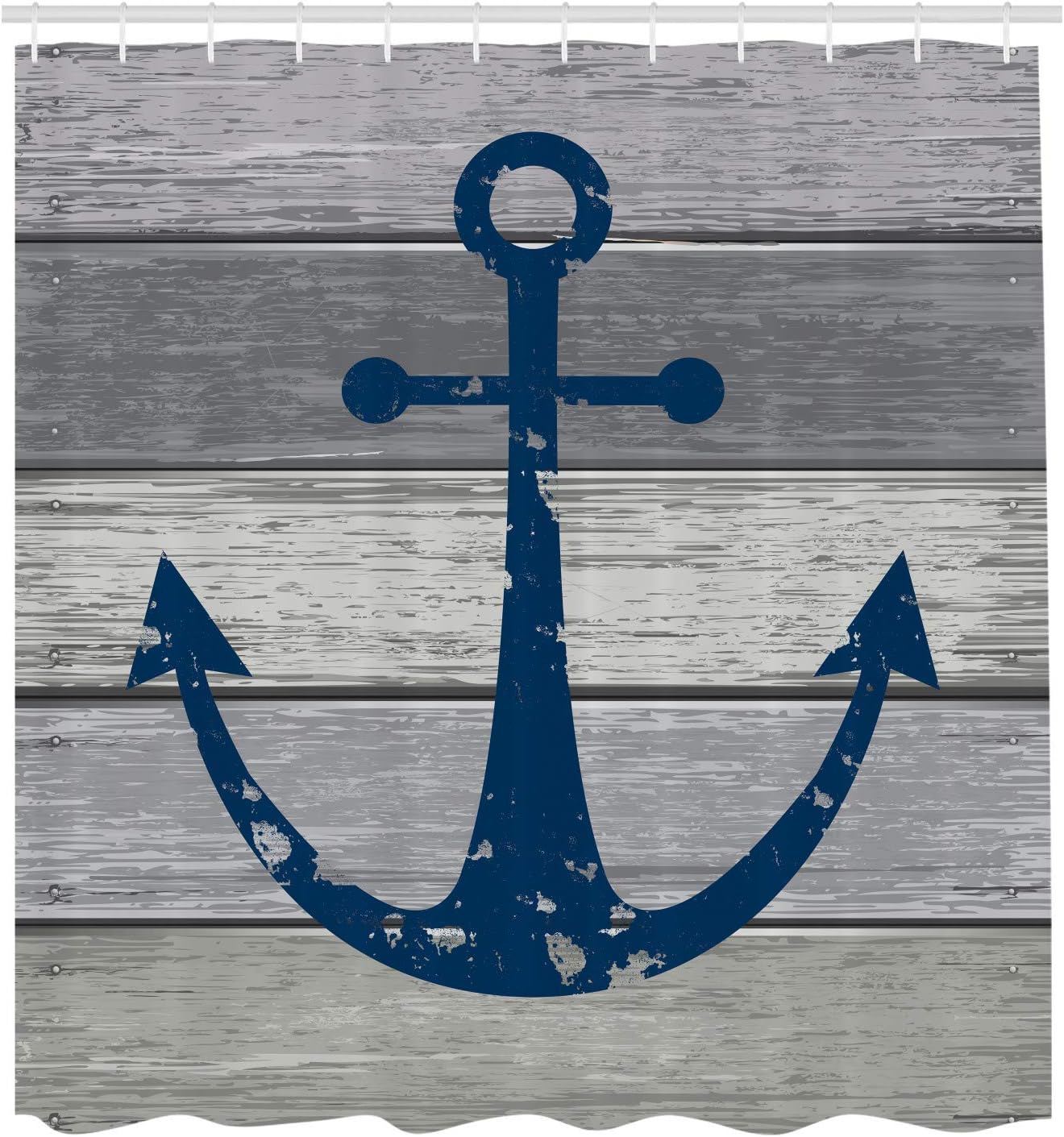 Rustic Anchor Shower Curtain, Timeworn Marine on Weathered Wooden ...