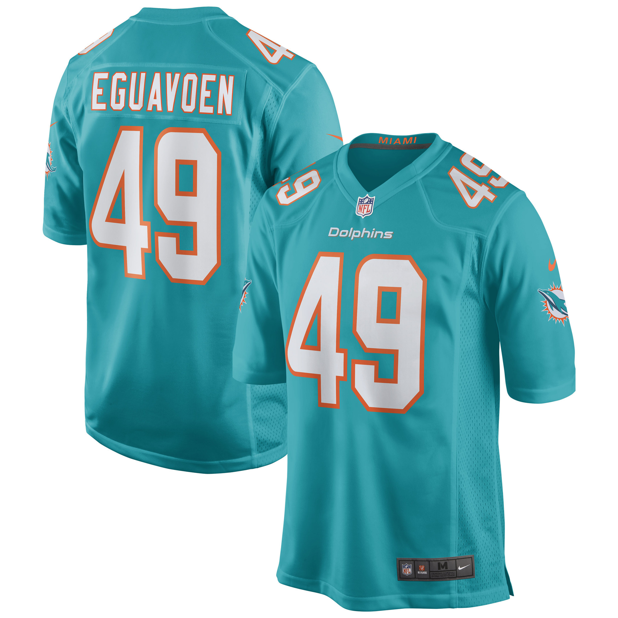 Sam Eguavoen Miami Dolphins Game Jersey - Aqua Nfl - Bluefink