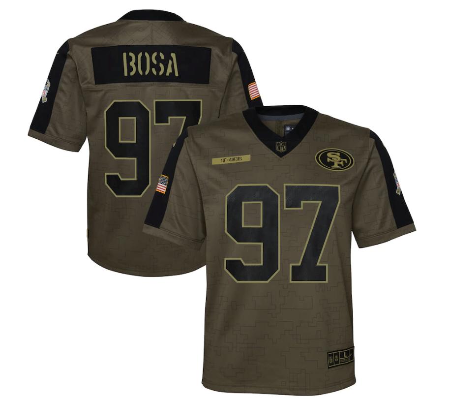 San Francisco 49ers Nick Bosa 97 Nfl Olive 2021 Salute To Service Game ...