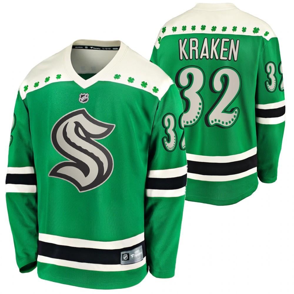 Seattle Kraken 2022 St. Patrick Green 32 Jersey Jersey - Bluefink