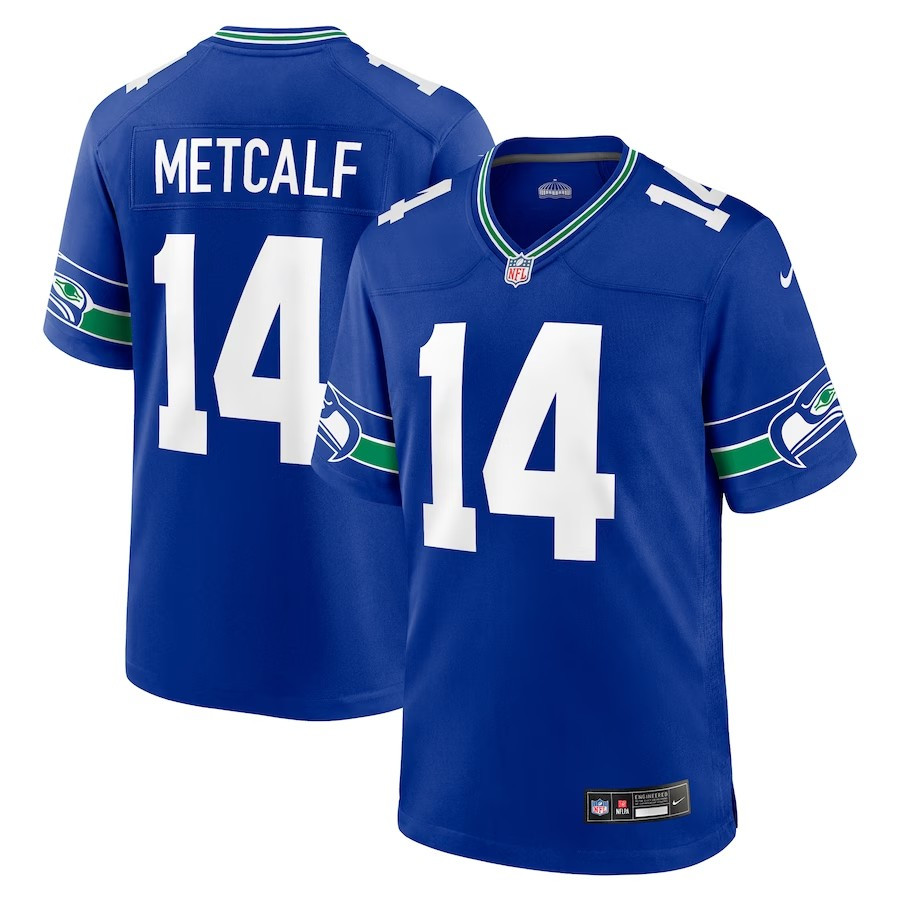 Seattle Seahawks #14 Dk Metcalf Throwback Player Game Jersey - Royal ...