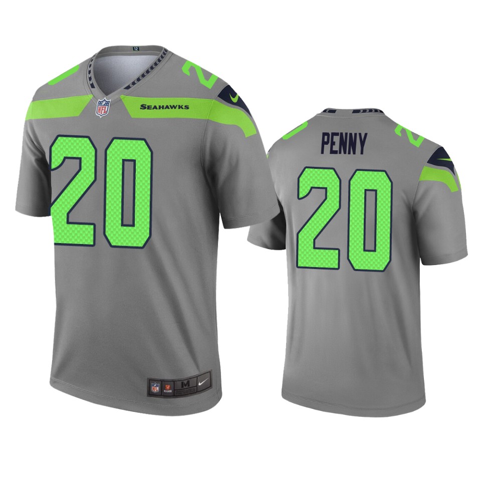 Seattle Seahawks Rashaad Penny Gray Inverted Legend Jersey - Bluefink