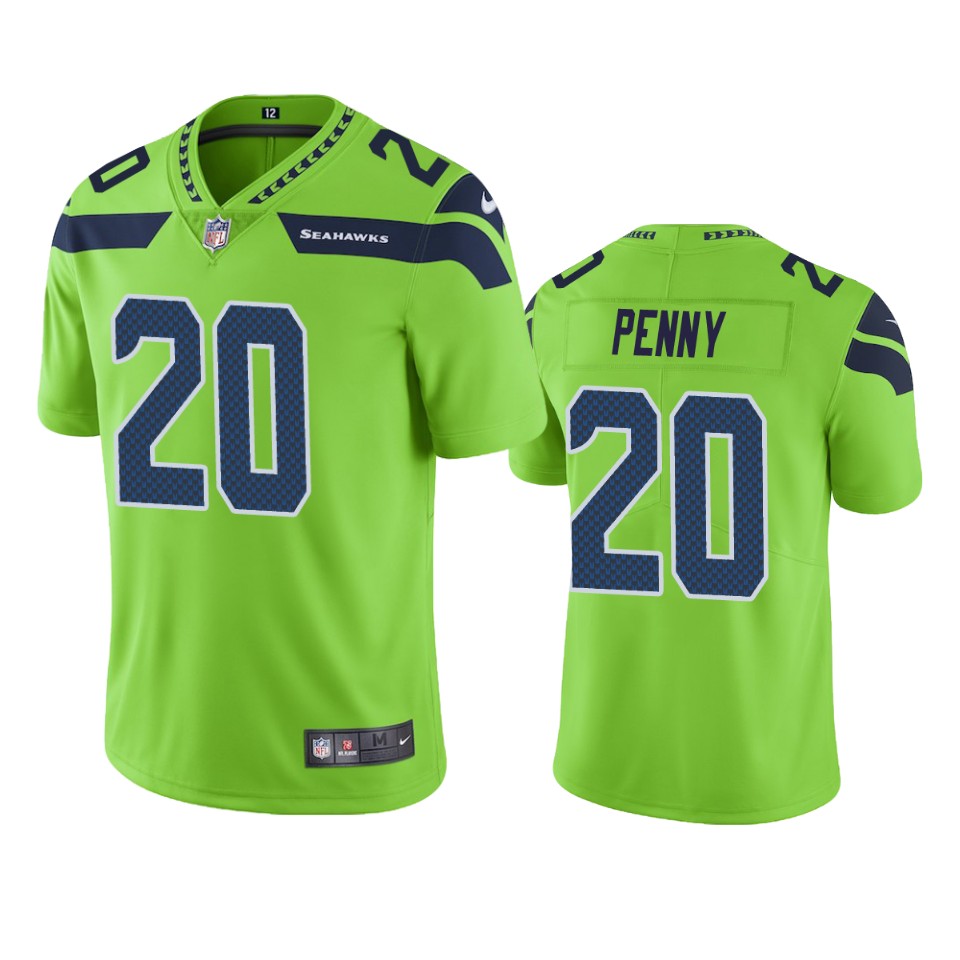 Seattle Seahawks Rashaad Penny Neon Green Nike Color Rush Limited ...