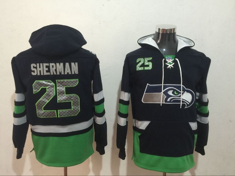 Seattle Seahawks Richard Sherman #25 Nfl 2020 Black Green Hoodie Jersey ...