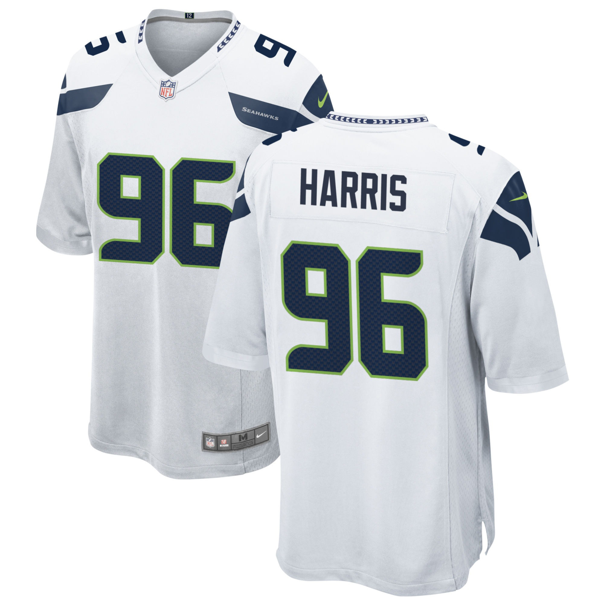 Seattle Seahawks Shelby Harris 96 Game Jersey - White Jersey - Bluefink