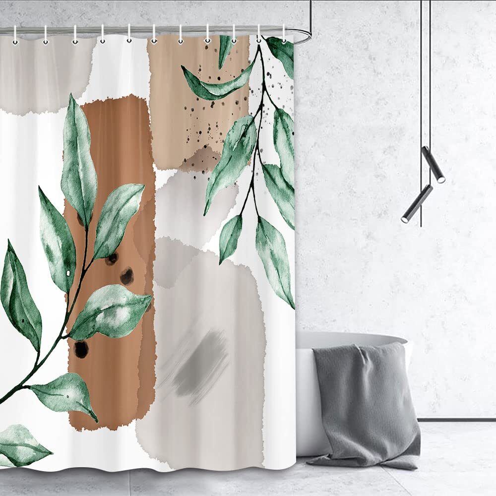 Small Abstract Leaf Waterproof Shower Curtain for RV Camper Bathroom ...