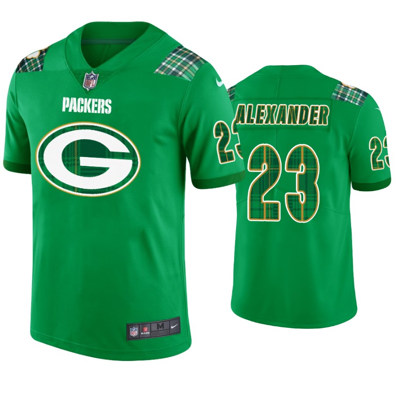 St. Patricks Day Green Bay Packers #23 Jaire Alexander Jersey Kelly ...