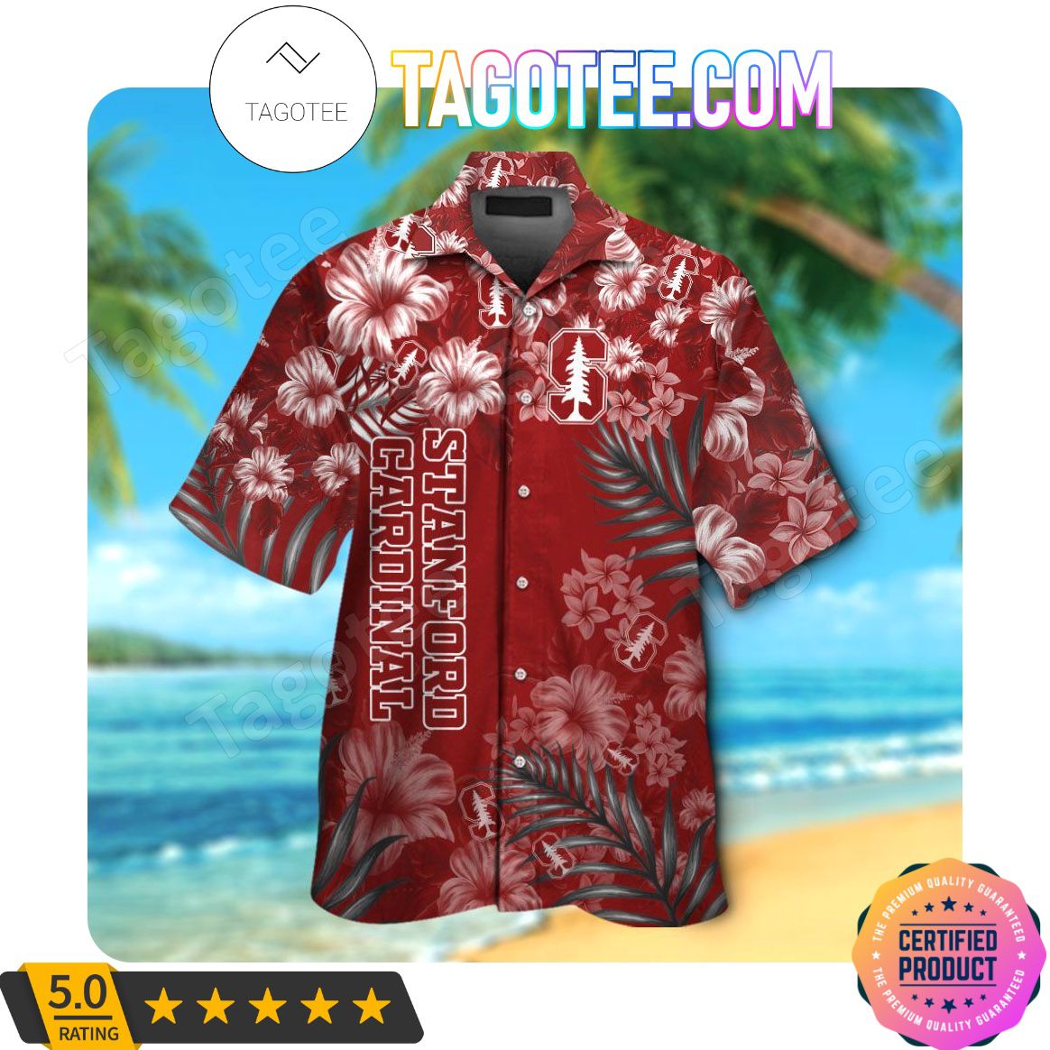 Stanford Cardinal Aloha Hawaii Shirt - Bluefink