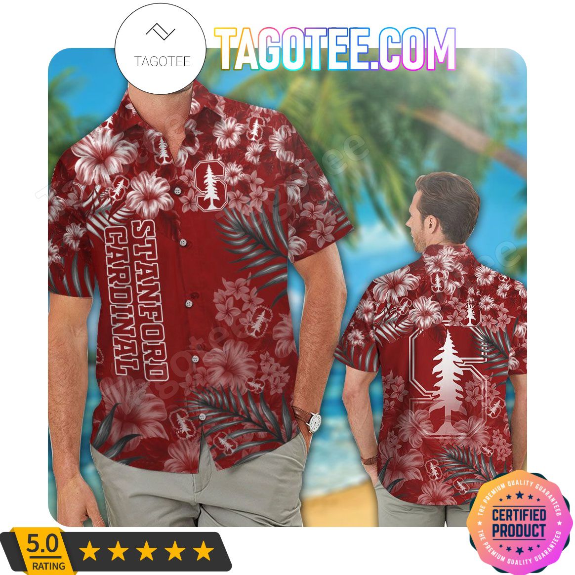 Stanford Cardinal Aloha Hawaii Shirt - Bluefink