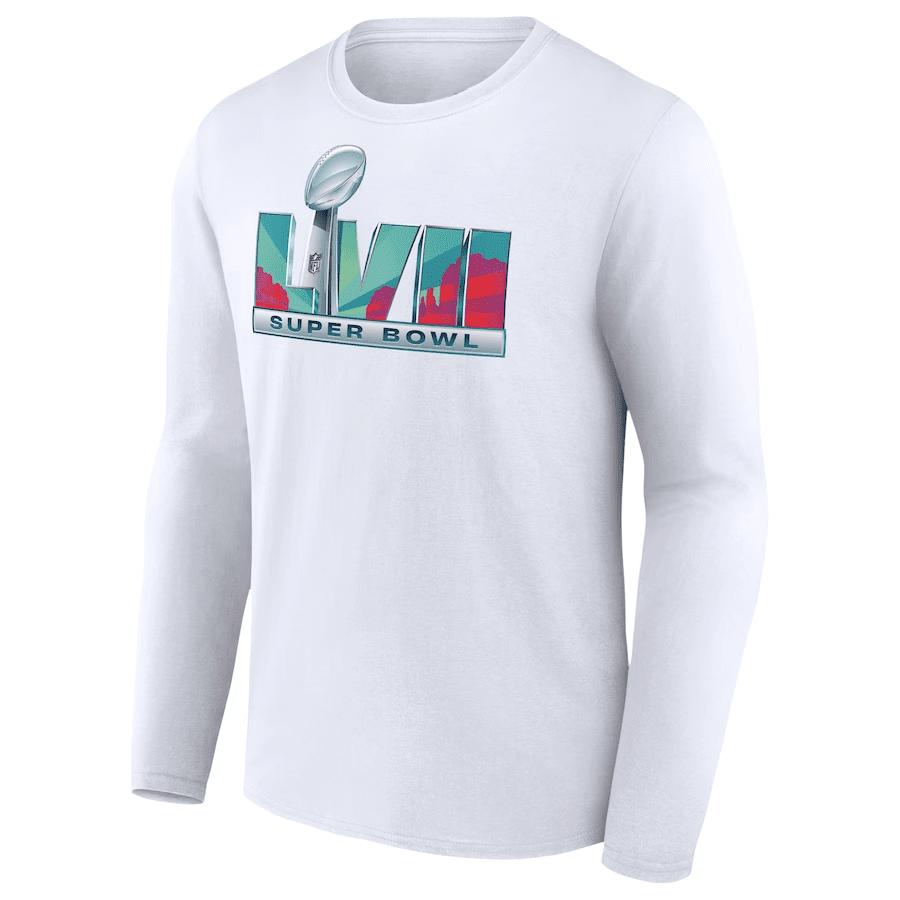 Super Bowl Merchandise SB LVII Logo Long Sleeve T-Shirt - White - Bluefink